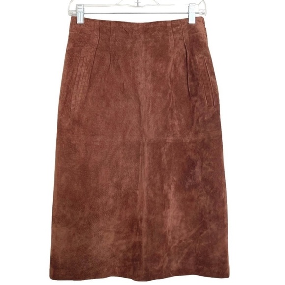Vintage | Skirts | Vintage Lord Taylor Chestnut Brown Suede Pencil ...